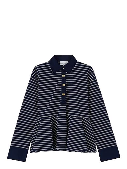 GANNI Ganni Striped Peplum Polo T-shirt
